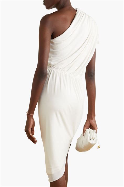 Halston 원 숄더 드레이프 장식 저지 드레스 최대 70 세일 The Outnet