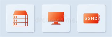 set computer monitor screen server data web hosting and sshd card