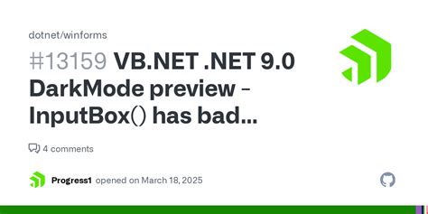 Vbnet Net 90 Darkmode Preview Inputbox Has Bad Button Colors · Issue 13159 · Dotnet