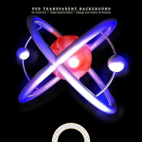 Premium Psd Metal Structure Of Atom On A Black Background