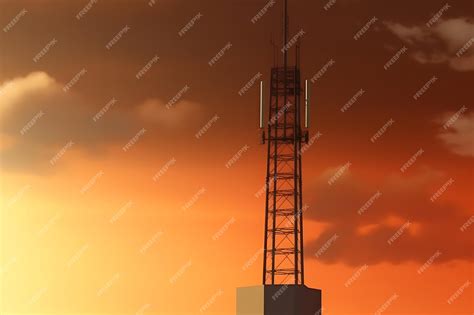 Premium Photo Antenna Communication Technology With City Background Communication Tower