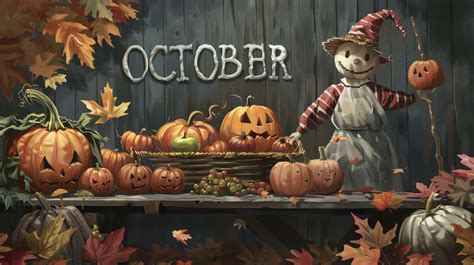 Escritorio De Calabaza Con Espantapájaros De Otoño Espantapájaros