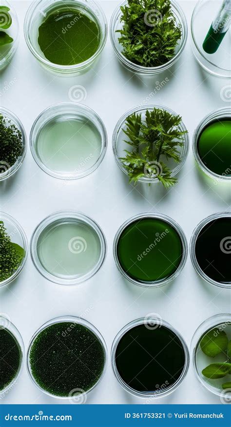 Biofuel Research Top View Of Algae And Microalgae In Laboratory For