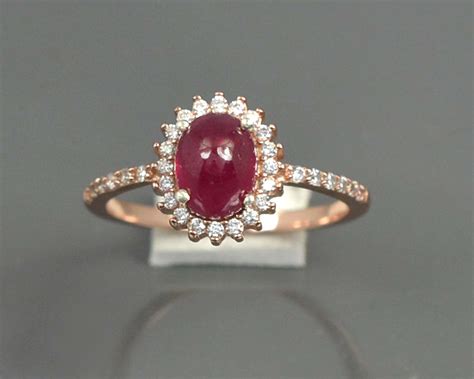 Natural Ruby Cabochon Ring Ruby Jewelry 925 Silver Ring Etsy