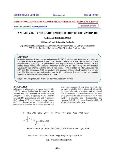 A Novel Validated Rp Hplc Method For The Estimation Of Ijpcbs