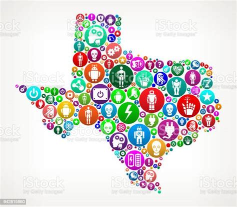 Texas Robots And Robotics Vector Icon Pattern Stock Illustration