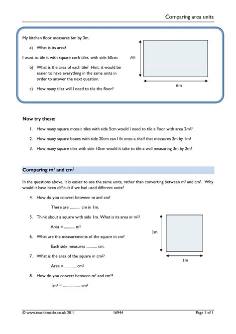 Comparing Area Units Ks3 4 Maths Teachit