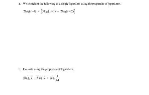 solved a write each of the following as a single logarithm