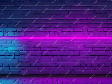 Premium Ai Image Neon Shapes On A Dark Brick Wall Ultraviolet Lighting Brick Wall Concrete