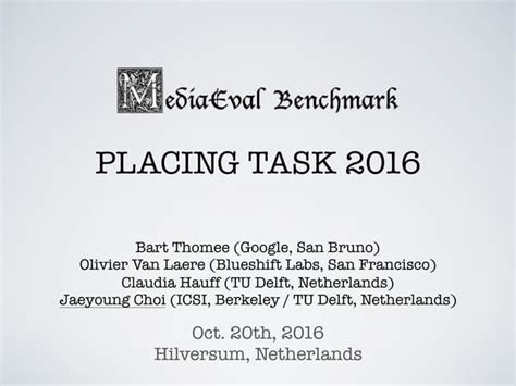 Mediaeval 2016 Placing Task Overview Pdf Cameras And Camcorders Consumer Electronics