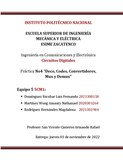 Cd1 Practica 4 Equipo 5 Pdf Decimal Codificado En Binario Aritmética