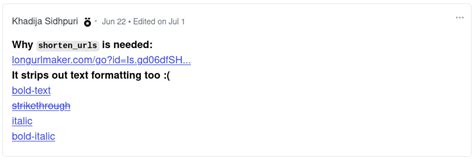 Shortenurls Causing Link Text In Comments To Not Render Correctly · Issue 14114 · Foremforem