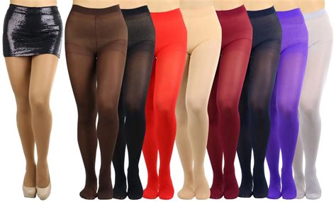 6 Pack Womens Basic Or Vibrant Color Nylon Opaque Pantyhose Groupon