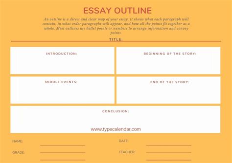 Free Printable Essay Outline Templates Pdf Word College Example