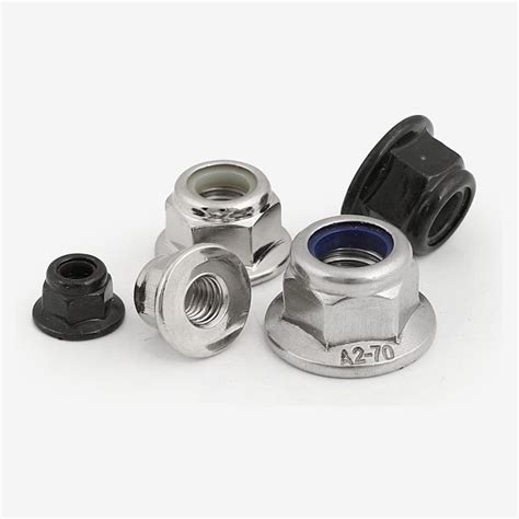 210x 블랙 카본 304 A2 70 스테인레스 스틸 육각 플랜지 나일론 삽입 잠금 너트 M3 M4 M5 M6 M8 M10 M12 자동 잠금 나일론 잠금 너트너트