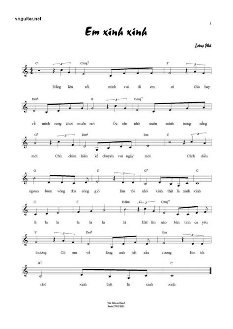 H P M N T V L I Em Xinh Xinh Lotus Nhi Sheet Nh C N T Nh C H P M Vn Guitar