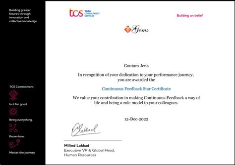 Goutam Kumar Jena On Linkedin Continuousfeedbackstarcertificate