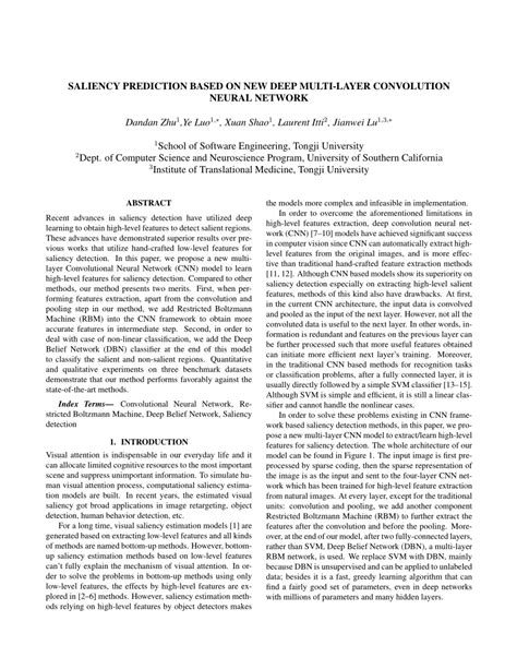 Pdf Saliency Prediction Based On New Deep Multi Layer Convolution Neural Network