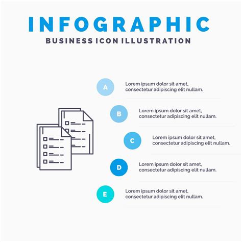 Document Analytics Data Copy Paper Resume Line Icon With 5 Steps Presentation Infographics