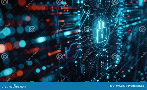 Cybersecurity Concept With Digital Lock On Circuit Background Stock Image Image Of Encryption