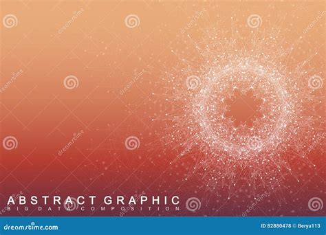 fractal element with connected lines and dots big data complex