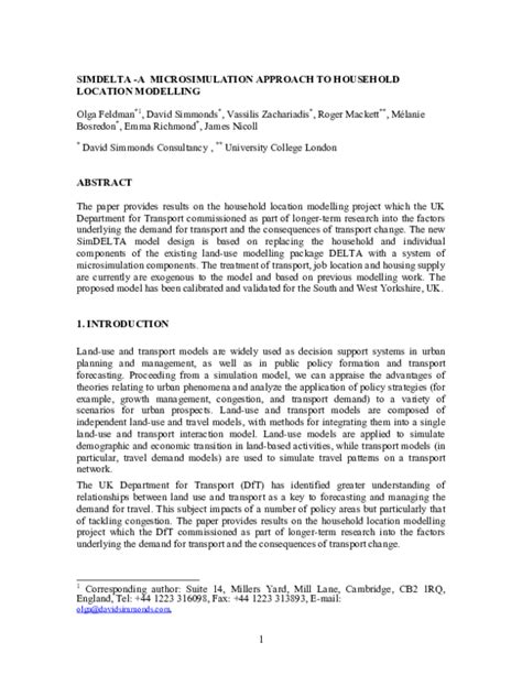 Pdf Simdelta A Microsimulation Approach To Household Location