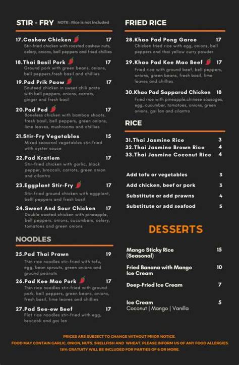 Zab Zaab Thai Cuisine Menu In Vancouver British Columbia Canada