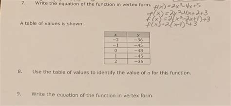 Solved A Table Of Values Is Shown Use The Table Of Chegg