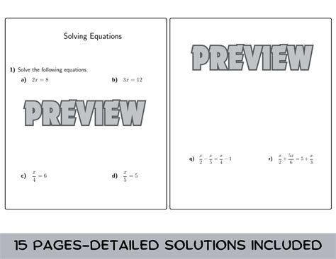 Solving Equations One Step Two Step With Brackets And Fractions Worksheet With Solutions
