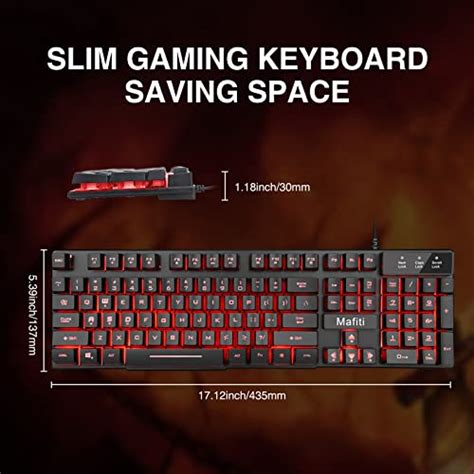 Mafiti Gaming Keyboard Wired Usb Full Size 3 Colors Backlight Keyboards For Computer Desktop Pc