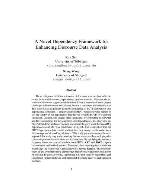 A Novel Dependency Framework For Enhancing Discourse Pdf Parsing