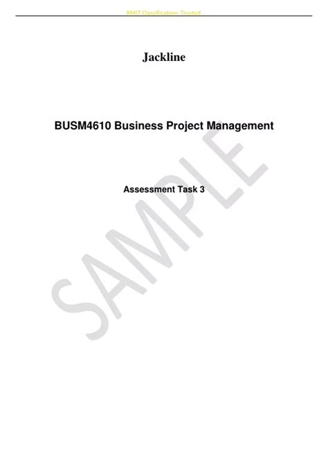 Busm4610 Business Project Management Assessment Task 3 Business Healthcare Management Stuvia Us