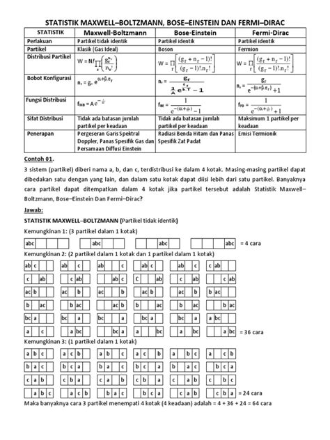 Bab Ii Statistik Maxwell Boltzmann Bose Einstein Dan Fermi Dirac Pdf