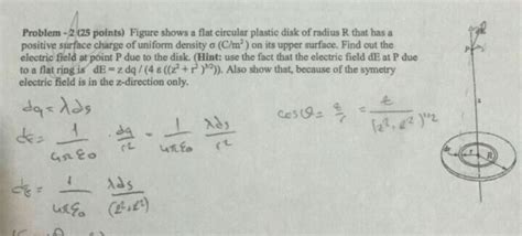 Solved Problem 2 25 Points Figure Shows A Flat Circular Chegg Com