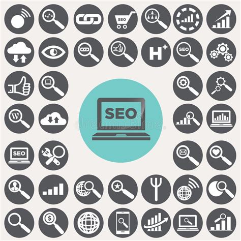 seo and internet icons set stock illustration illustration of