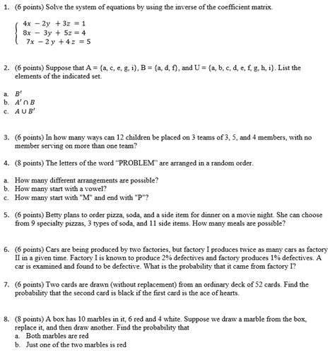 Solved 1 6 Points Solve The System Of Equations By Using
