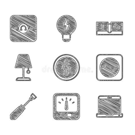 Set No Lightning Ampere Meter Multimeter Laptop Ac Voltage Source Screwdriver Table Lamp