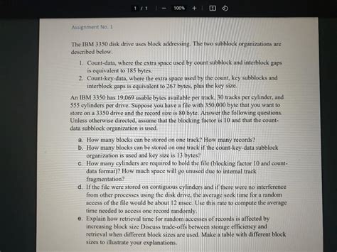 Solved The Ibm 3350 Disk Drive Uses Block Addressing The