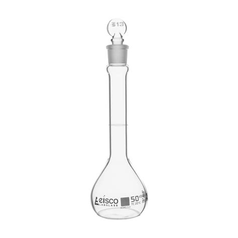 Volumetric Flask 50ml Fitted With Solid Glass Stopper Class A Tolerance 0 05 Ml White
