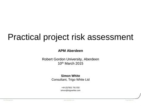Pdf Practical Project Risk Assessment Simon White Dokumen Tips