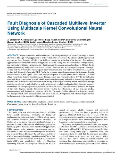 Pdf Fault Diagnosis Of Cascaded Multilevel Inverter Using Multiscale
