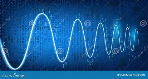 Graph Harmonic Damped Oscillations On Binary Code Background Stock Vector Illustration Of