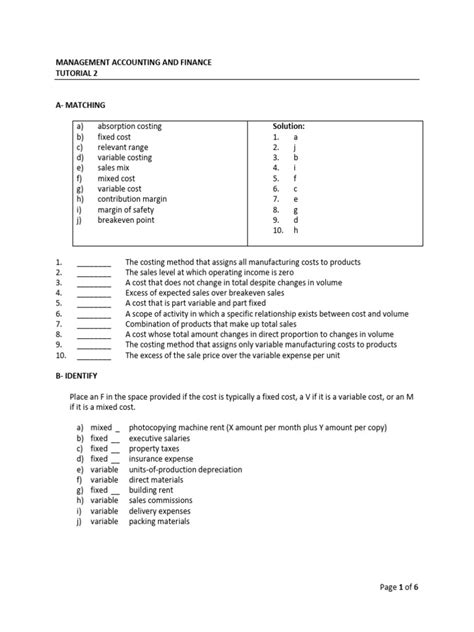 Lecture 2 W2 Tuto Answer Cost Classification Qa Pdf Gross