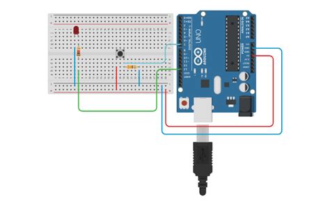 Circuit Design Led Comandato Da Un Pulsante Tinkercad