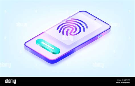 Online Mobile App Fingerprint Biometric Technology For Recognition Analyzing Graphs 3d