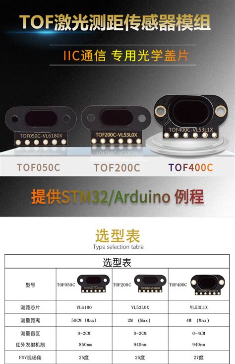 Tof050c 200c 400c 激光测距传感器模块 Tof飞行时间距离 Iic输出 阿里巴巴