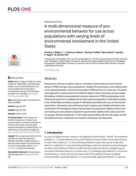 pdf a multi dimensional measure of pro environmental behavior for
