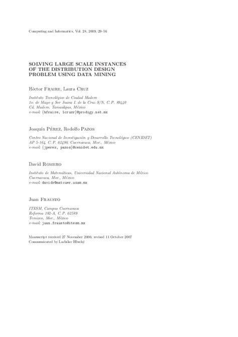 Pdf Solving Large Scale Instances Of The Distribution Design Problem