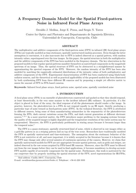 Pdf A Frequency Domain Model For The Spatial Fixed Pattern Noise In