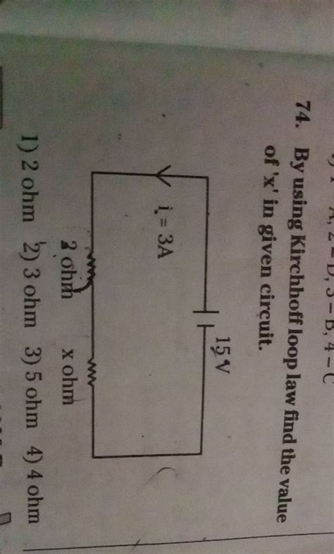 by using kirchhoff loop law find the value of x in given circuit